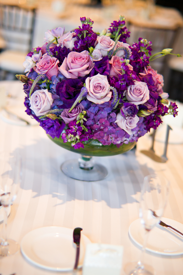 Purple Rose Centerpiece Elizabeth Anne Designs The Wedding Blog